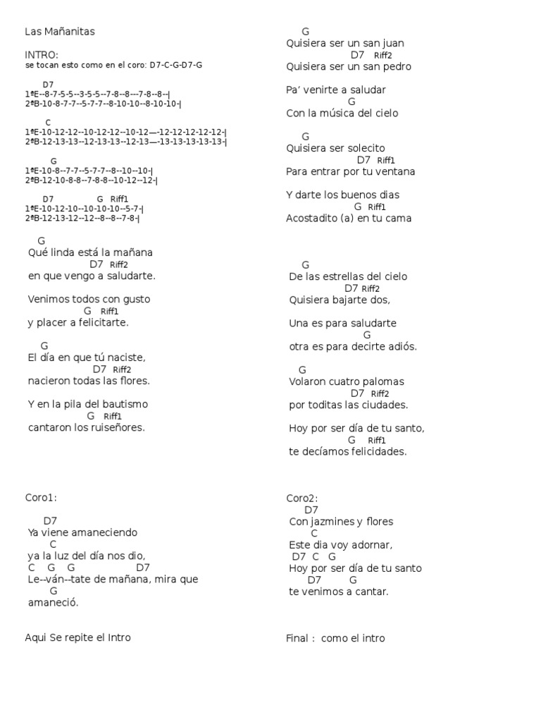 Las Mañanitas (Acordes) | PDF