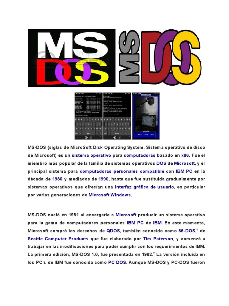 Ms DOS | PDF | Arquitectura de Computadores | Informática