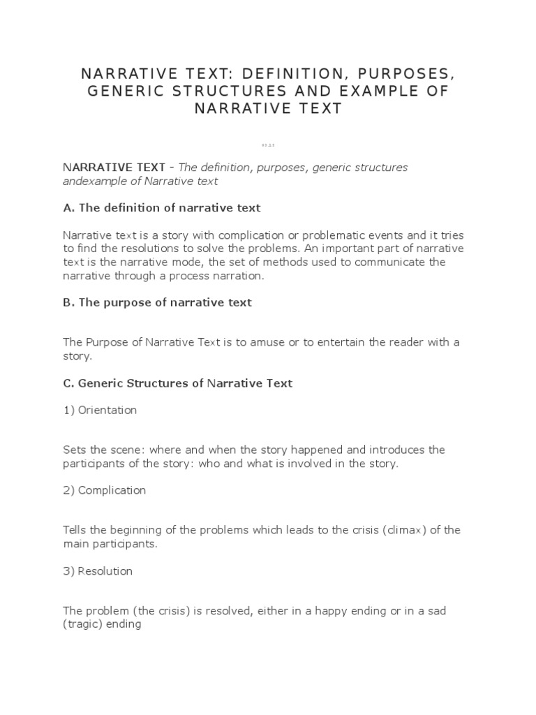 Narrative Text - Definition, Purposes, Structures and Example | PDF | Waterfowl | Narrative