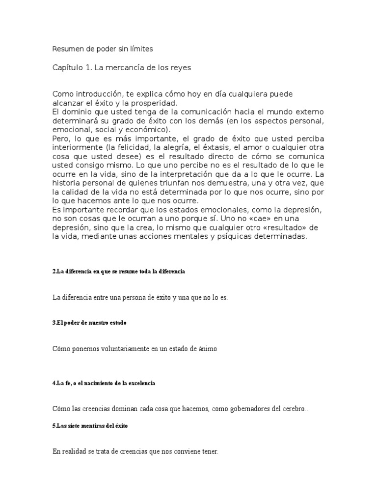 Resumen de Poder Sin Límites | PDF | Mente | Felicidad