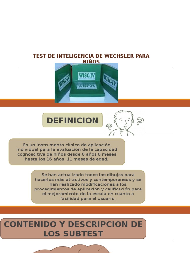 Test de Inteligencia de Wechsler para Niños Final | Memoria | Razón