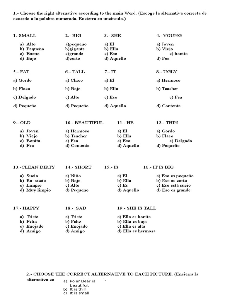 Vocabulary Quiz: Descriptive Adjectives | PDF | Language Arts & Discipline