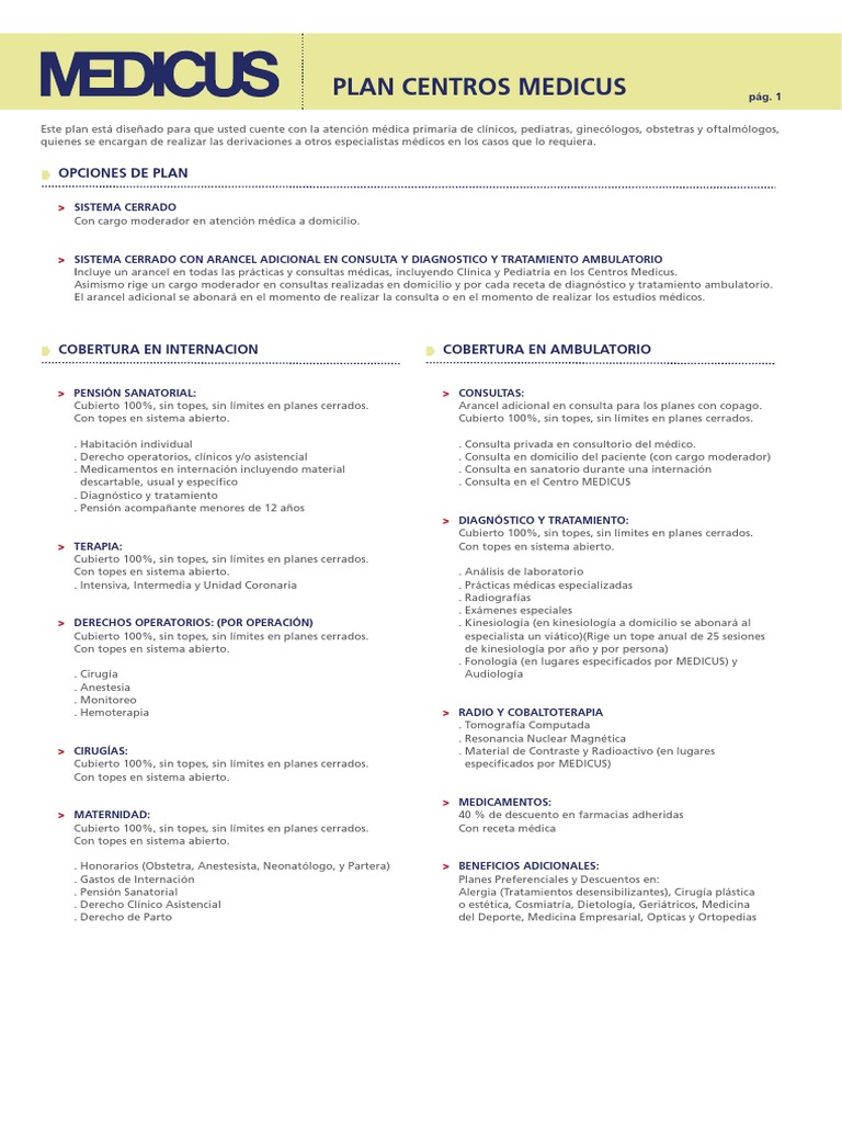 Plan Centros Medicus | PDF | Medicina | Medicina CLINICA