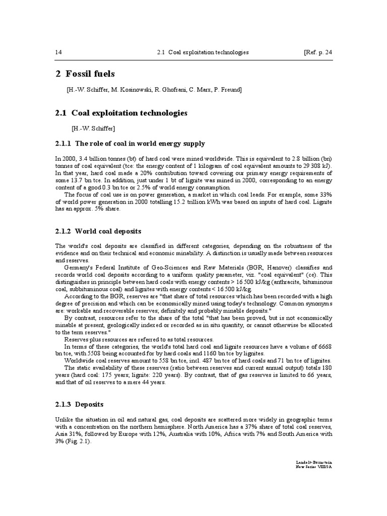 Fossil Fuels | PDF | Coal | Coal Mining