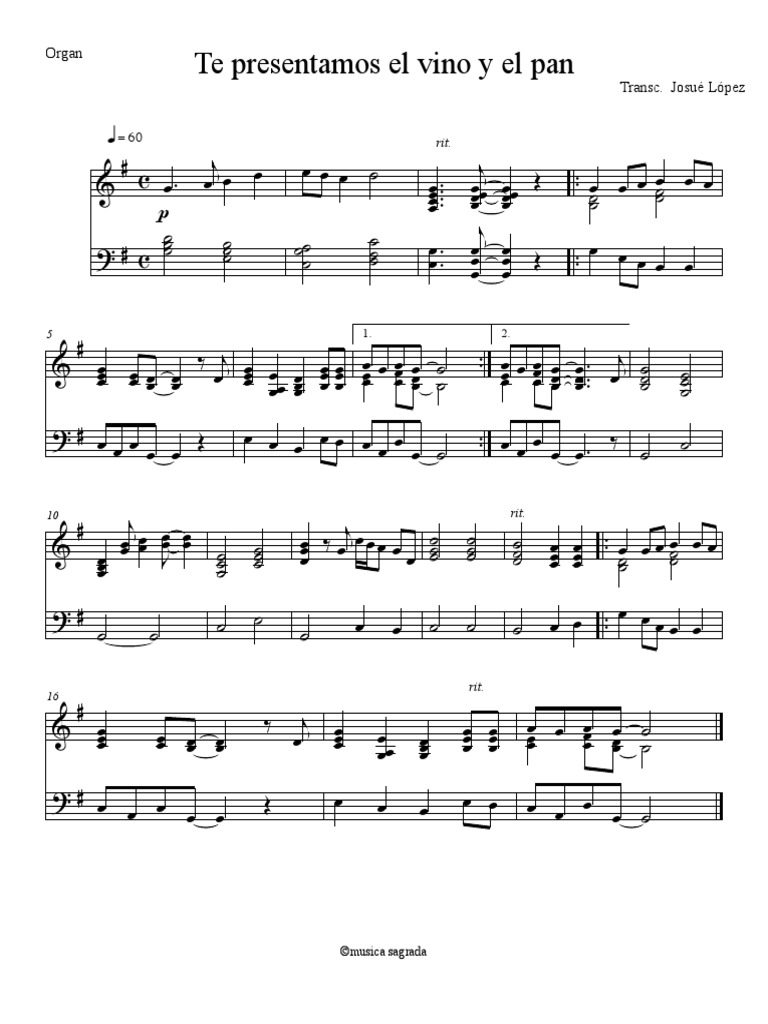 Te Presentamos El Vino y El Pan (Piano) | PDF