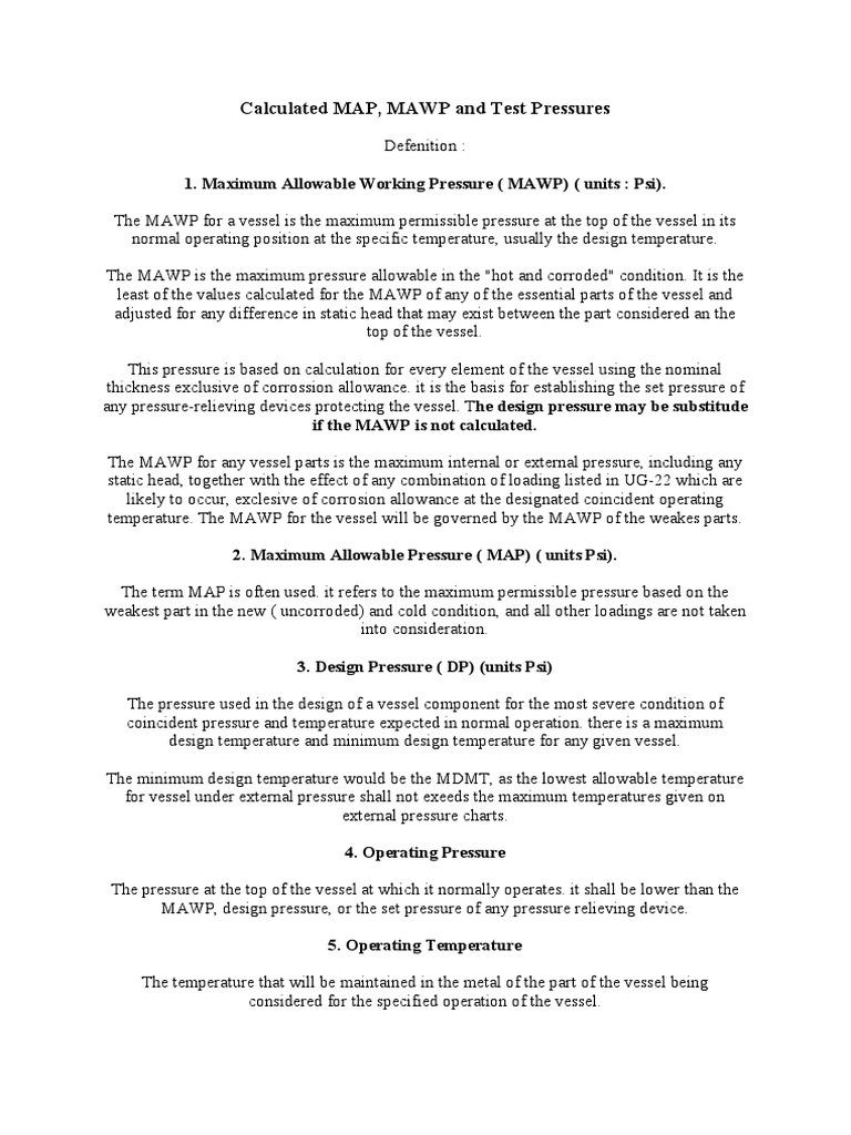Calculated MAWP MAP | PDF | Corrosion | Pressure