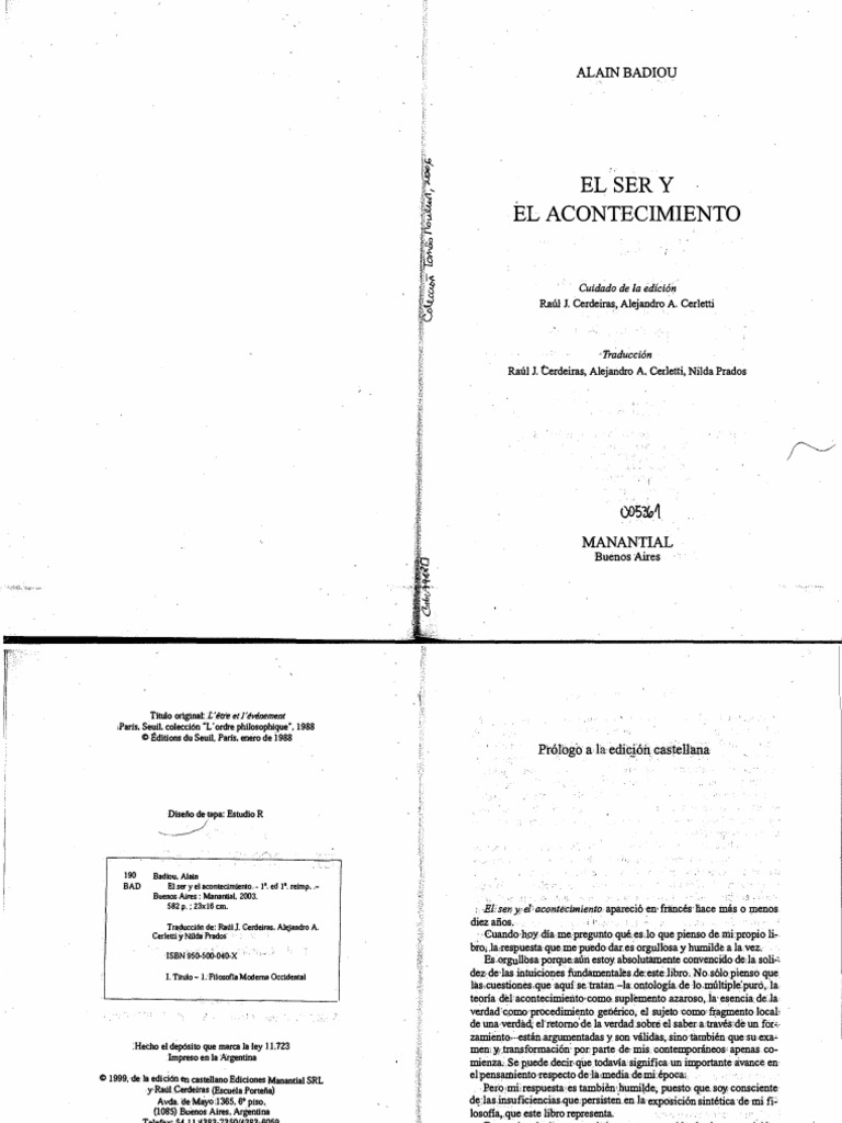 El Ser y El Acontecimiento | PDF | Verdad | Ontología