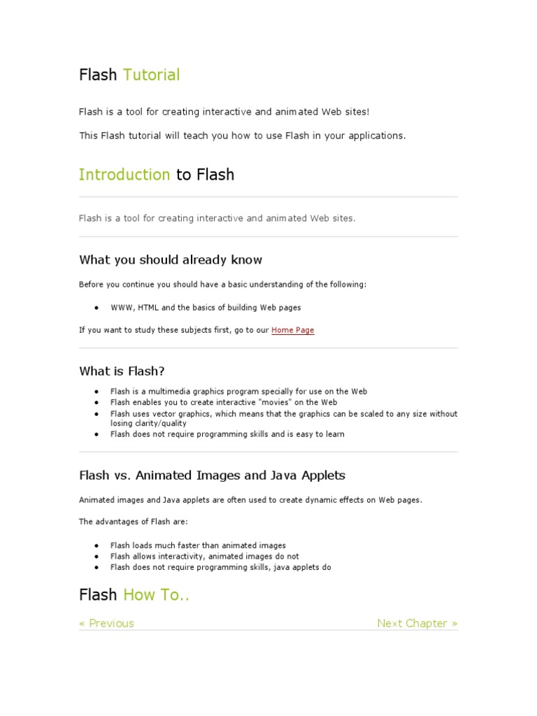 Flash: Tutorial | PDF | Adobe Flash | Button (Computing)