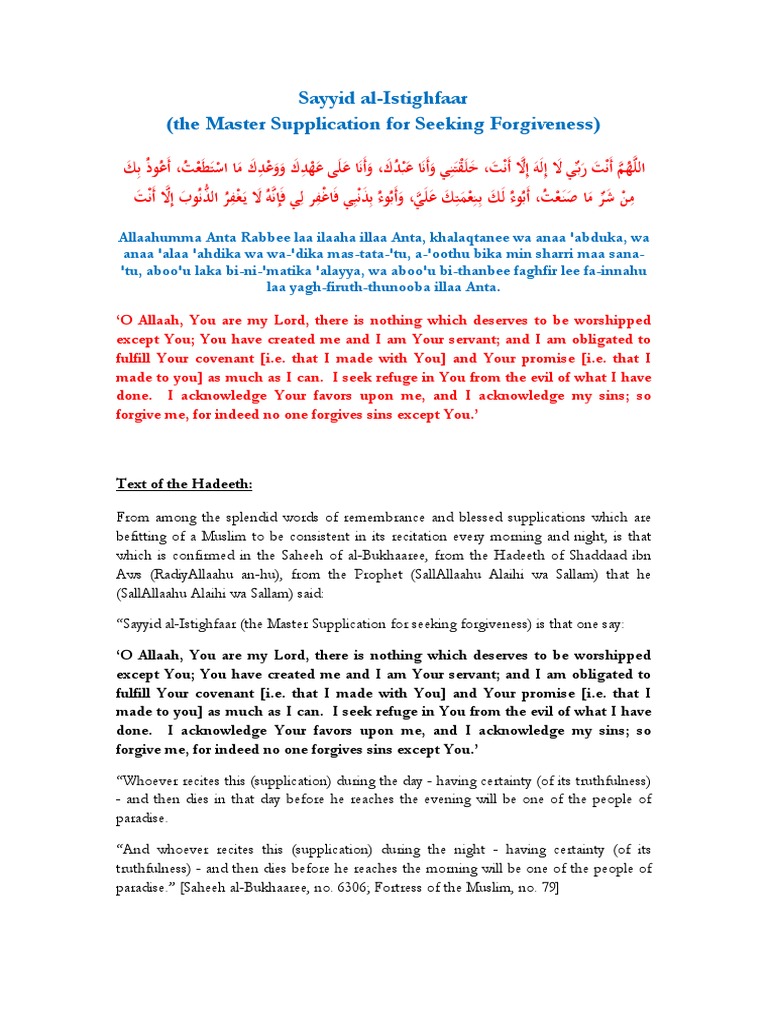 Sayyid Al Istighfaar | PDF | Forgiveness | Religious Behaviour And ...