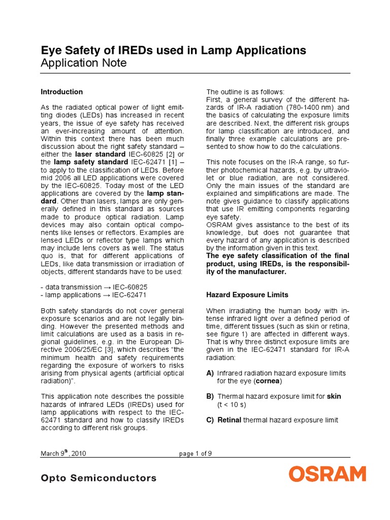 OSRAM Infrared IR Vision Eye Safety | PDF | Light Emitting Diode | Infrared