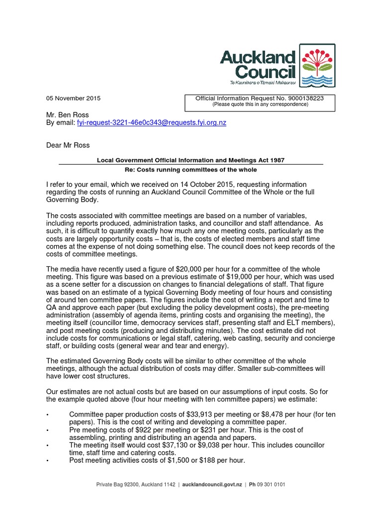 Council Response in Cost of Running A Committee | PDF | Public Sphere ...