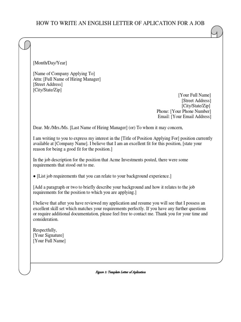 How To Write An English Letter of Aplication For A Job | PDF ...