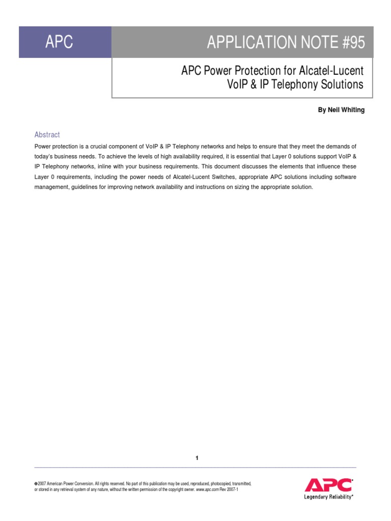 Apc Manual | PDF | Power Supply | Voice Over Ip