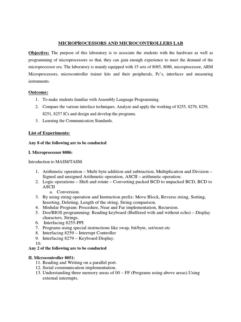 Hands On Hardware And Programming Experience For Microprocessors And Microcontrollers An