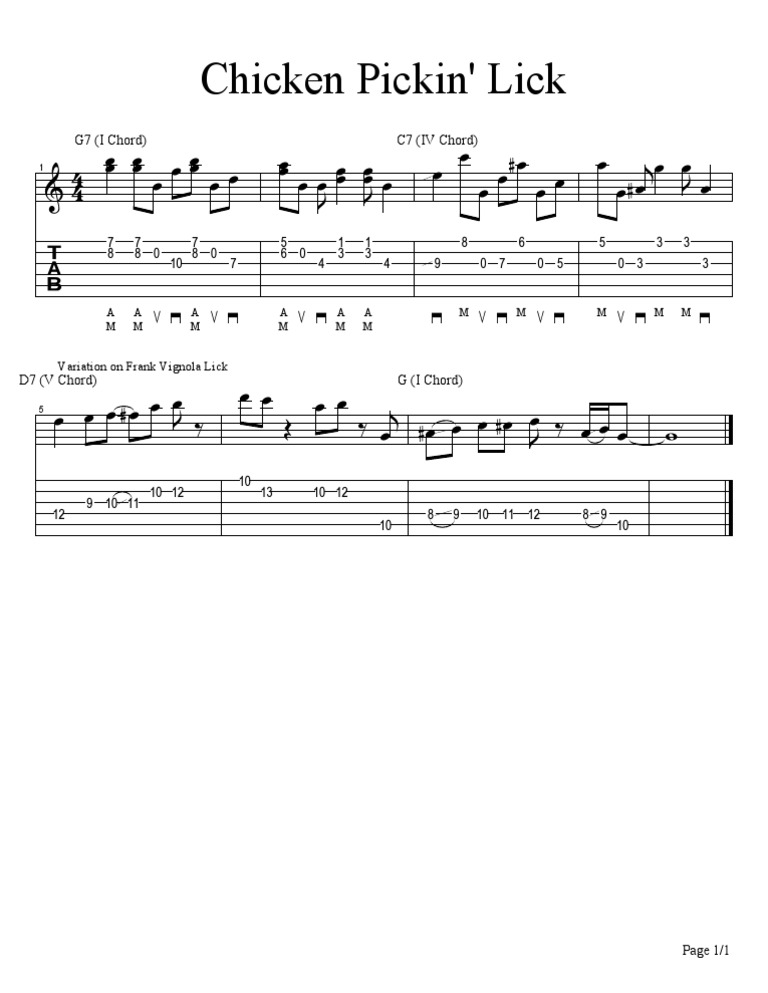 Chicken Pickin' Lick | PDF | Music Theory | Elements Of Music