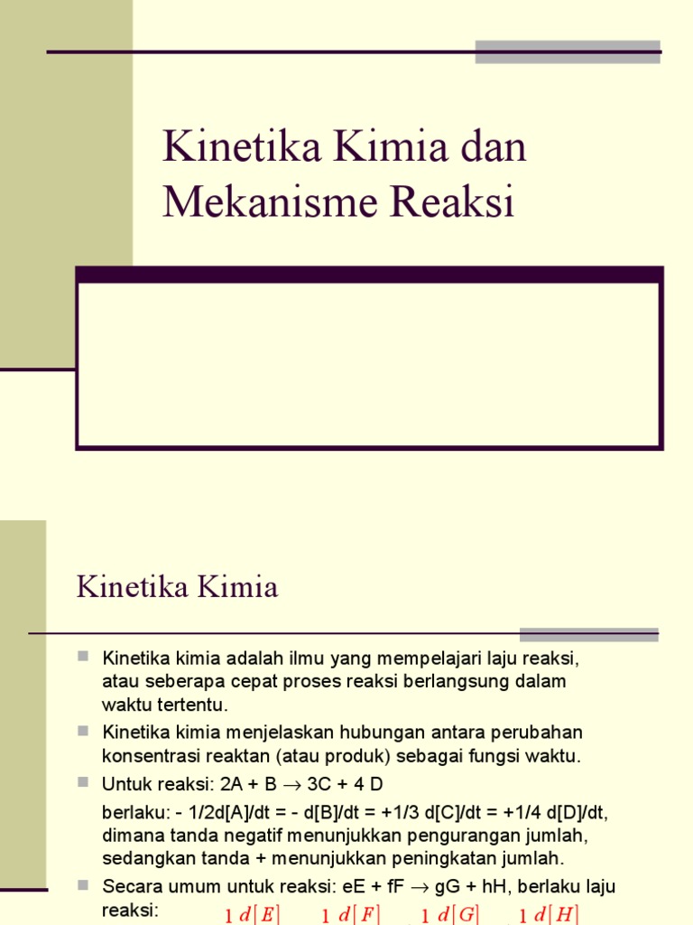 Kinetika Kimia Dan Mekanisme Reaksi | PDF