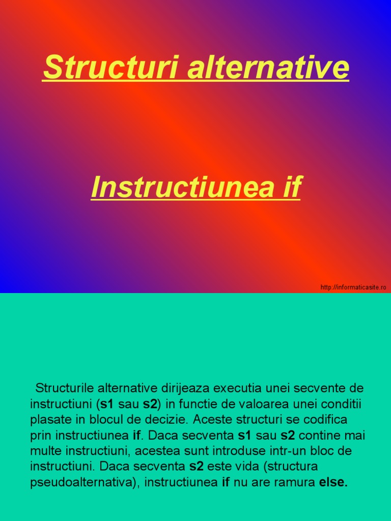 Structuri Alternative: Instructiunea If | PDF