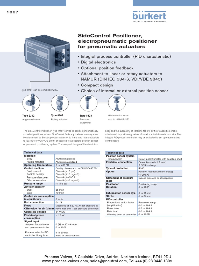 Burkert Type 1067 Side Control Positioner | PDF | Actuator | Valve