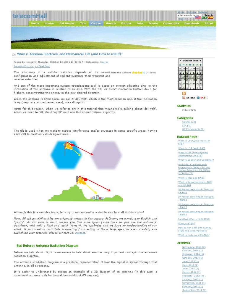 Antenna Electrical and Mechanical Tilt | PDF | Antenna (Radio) | Radio ...