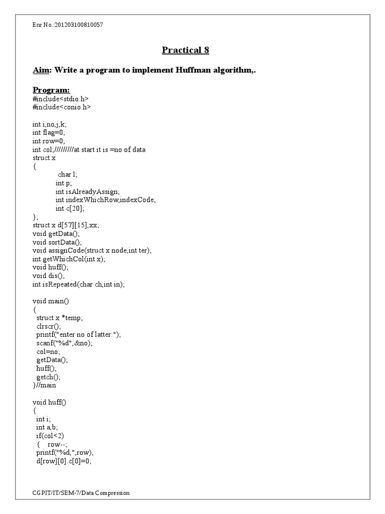 Huffman Algorithm Implementation | PDF