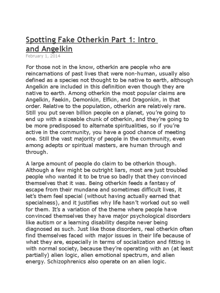 Spotting Fake Otherkin Part 1: Intro and Angelkin | PDF | Angel | Self
