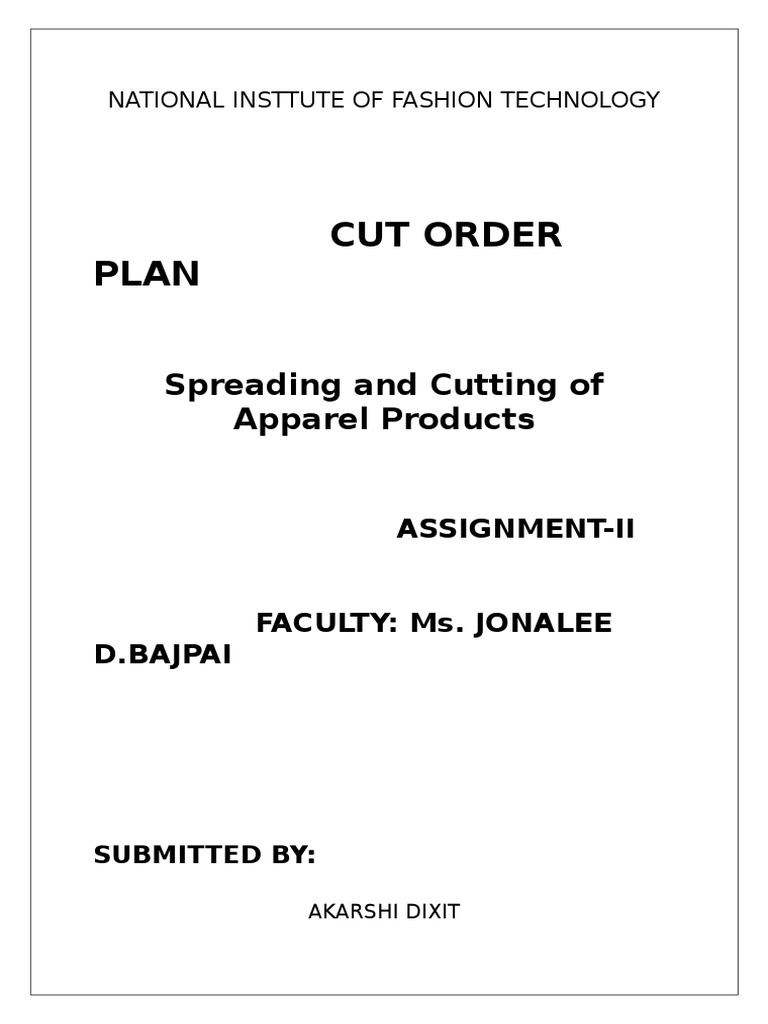 Cut Order Plan | PDF | Economies | Business