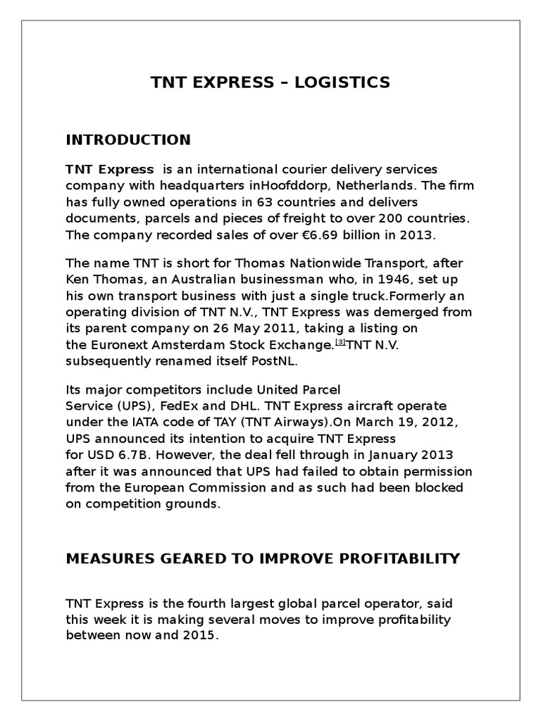 TNT Express | PDF | United Parcel Service | Business