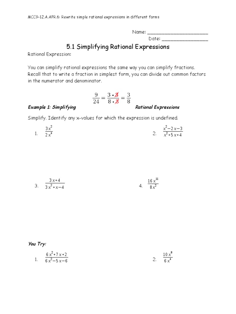 Rational Expressions for Students | PDF