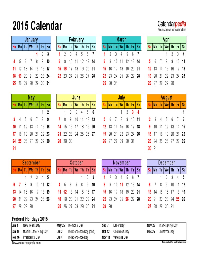 2015 Calendar | PDF