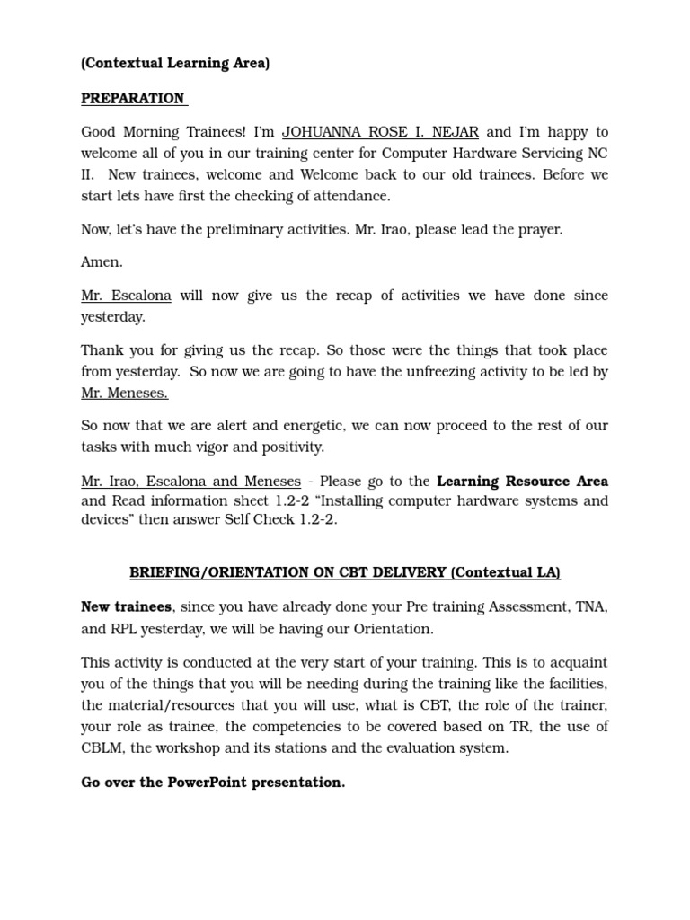 Jho Nejar FLS Script | PDF | Educational Assessment | Learning