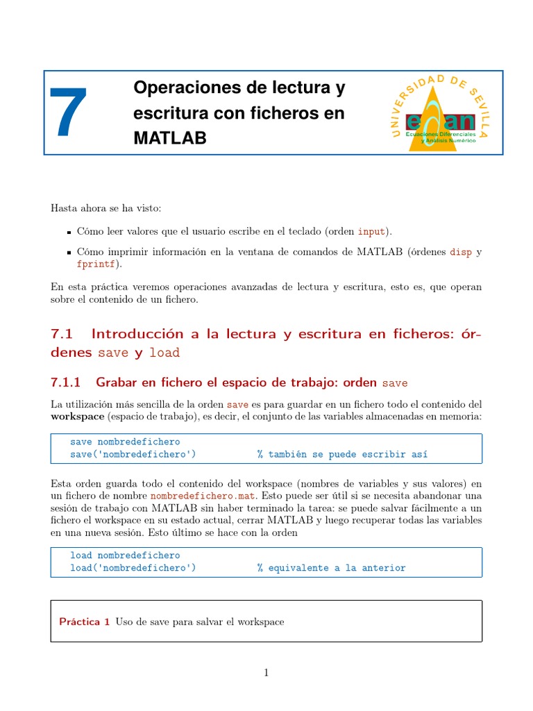 Matlab Abrir Ficheros | PDF | Ascii | Archivo de computadora