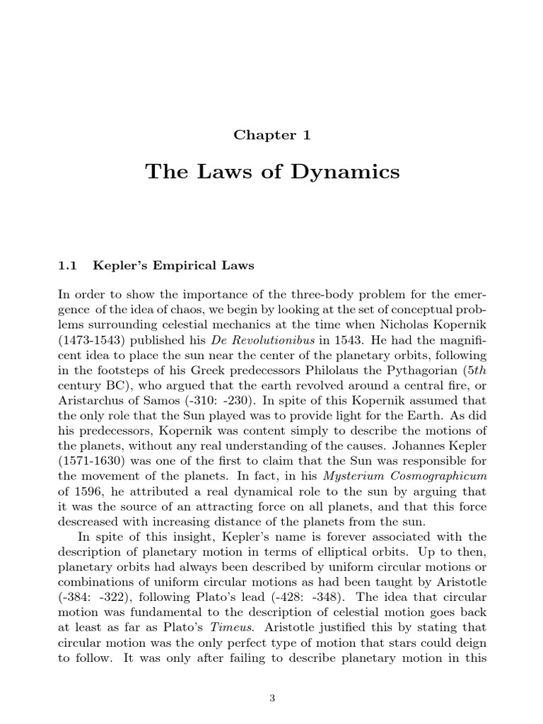 The Laws of Dynamics: 1.1 Kepler's Empirical Laws | PDF | Orbit ...