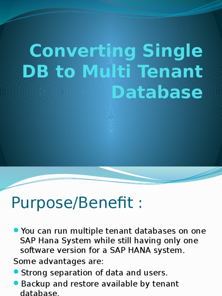 HANA Migrating Single DB To Multi Tenant Database | PDF | Databases | Password