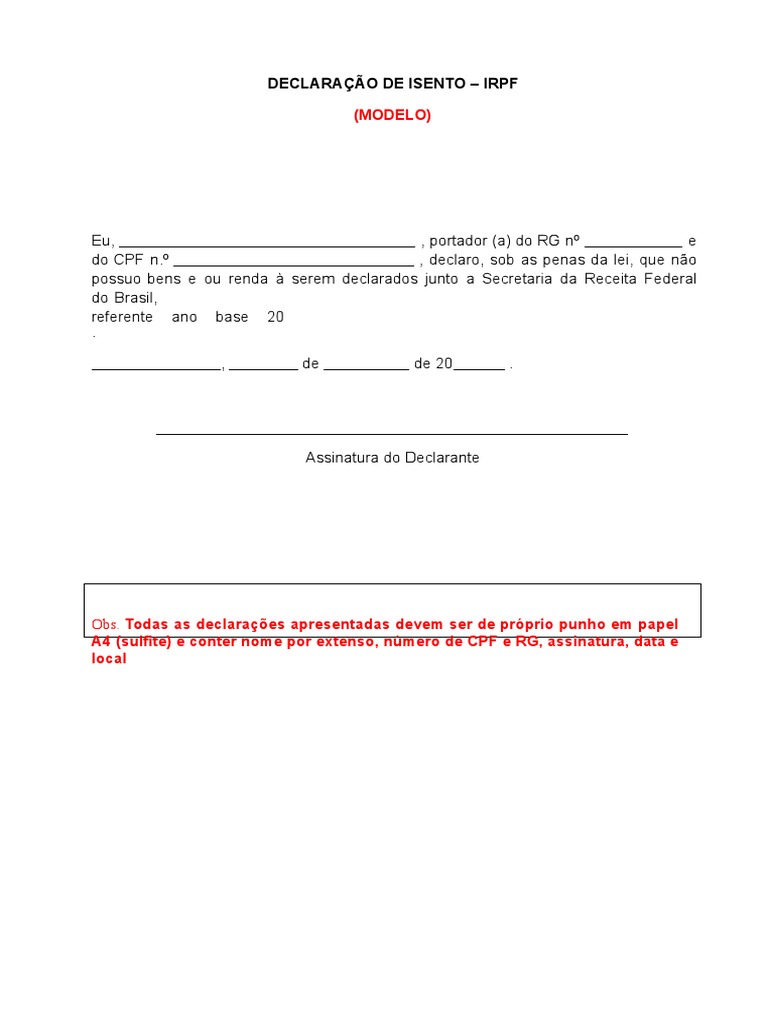 (600190908) Modelo - de - Declaracoes - 2014 - 4 | PDF