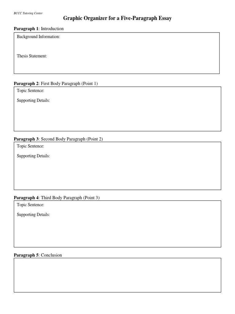 Five-Paragraph Essay Graphic Organizer | PDF