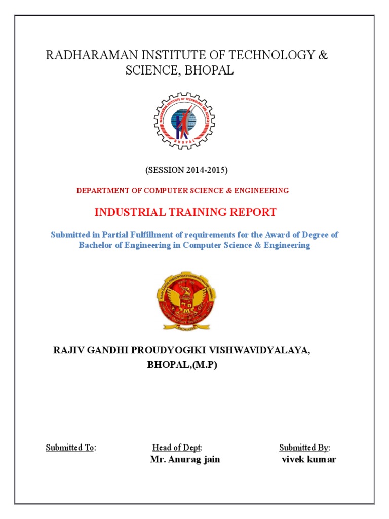 Radharaman Institute of Technology & Science, Bhopal: Industrial Training Report | PDF | Class ...