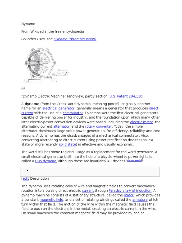 Dynamo | PDF | Electric Generator | Electric Motor