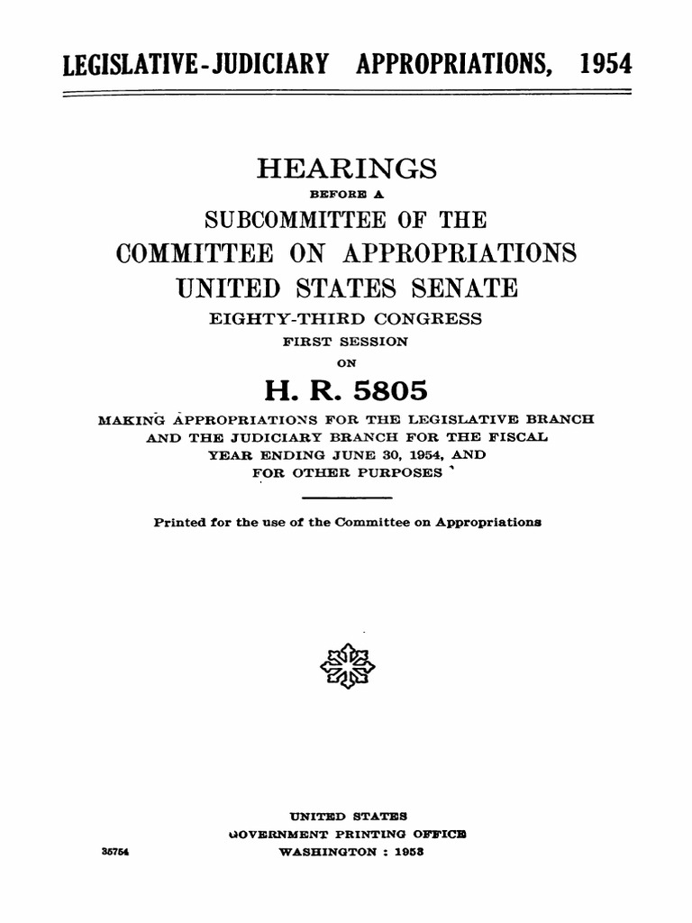 Senate Legislative Appropriations Hearing 1954 | PDF | United States ...