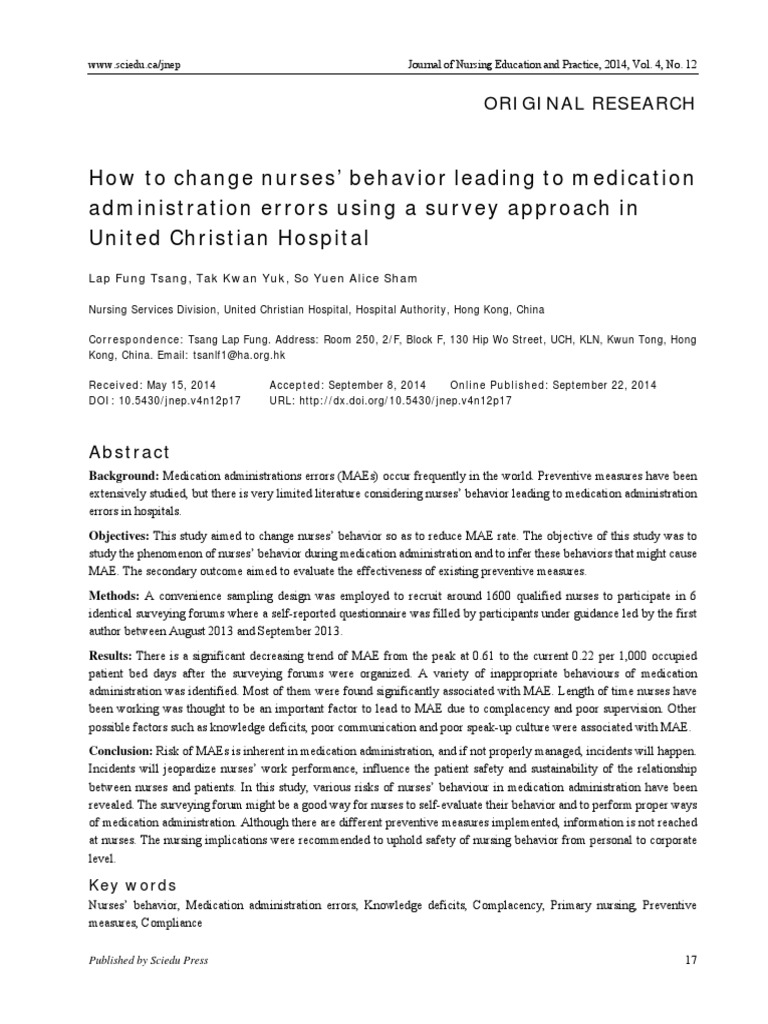 How To Change Nurses' Behavior Leading To Medication Administration ...