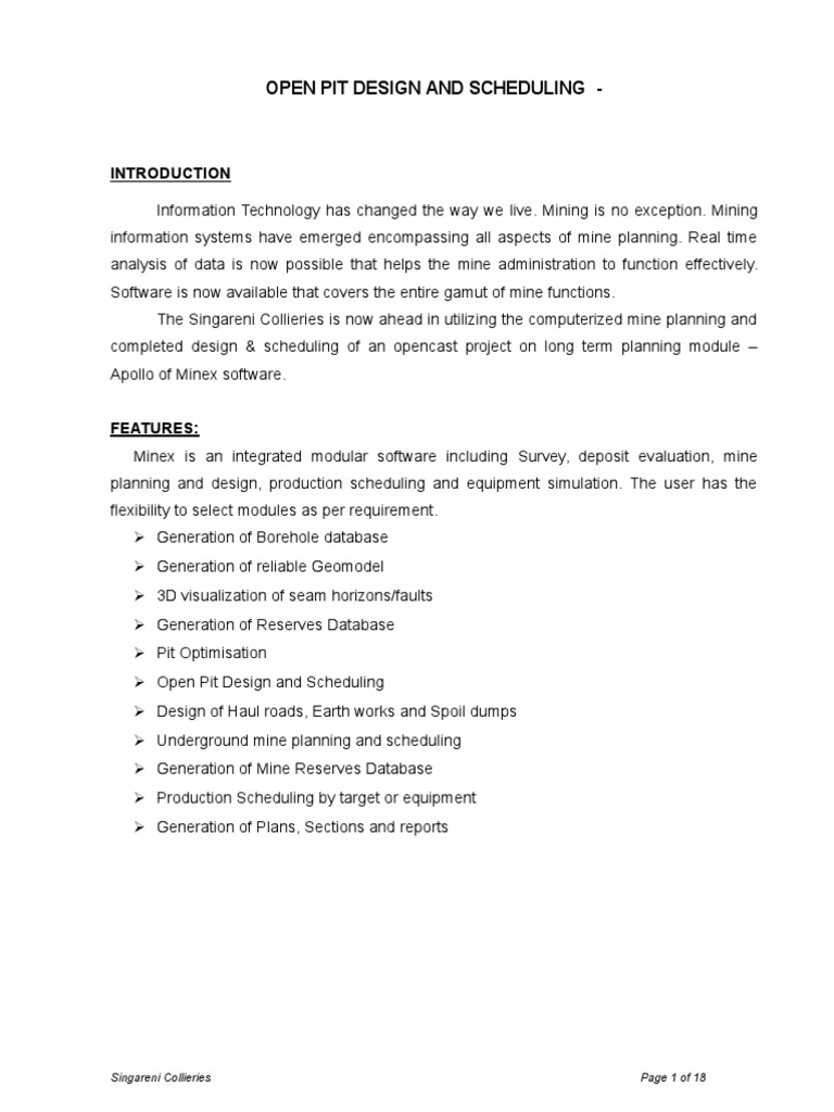 Open Pit Design | PDF | Coal Mining | Mining