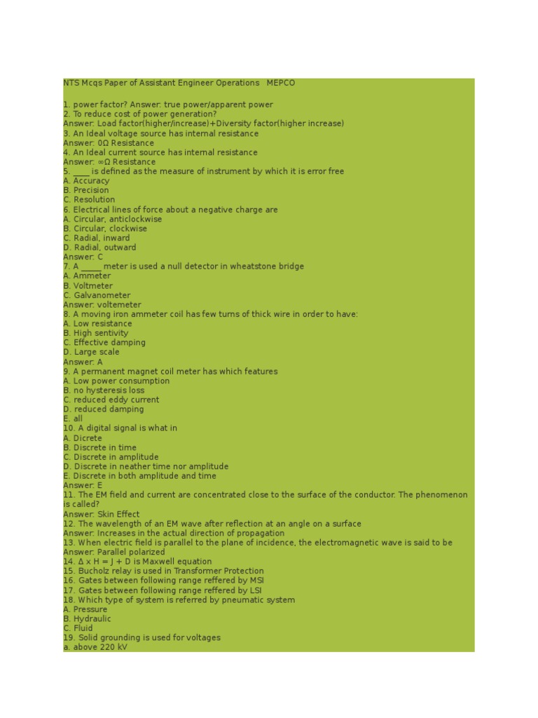 Nts Mcqs | PDF | Physical Quantities | Electronics