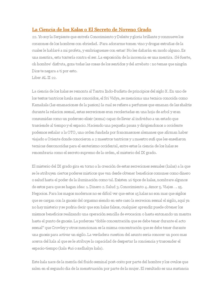 La Ciencia de Los Kalas o El Secreto de Noveno Grado | PDF | Tantra ...