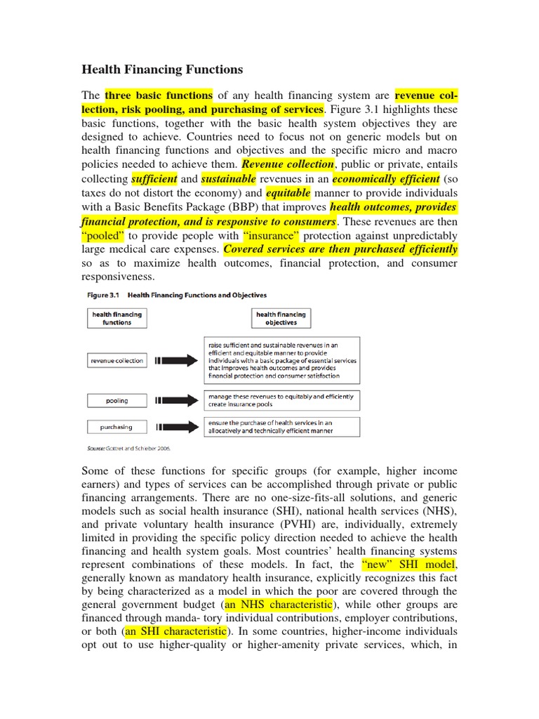 Health Financing Functions | PDF | Insurance | Health System