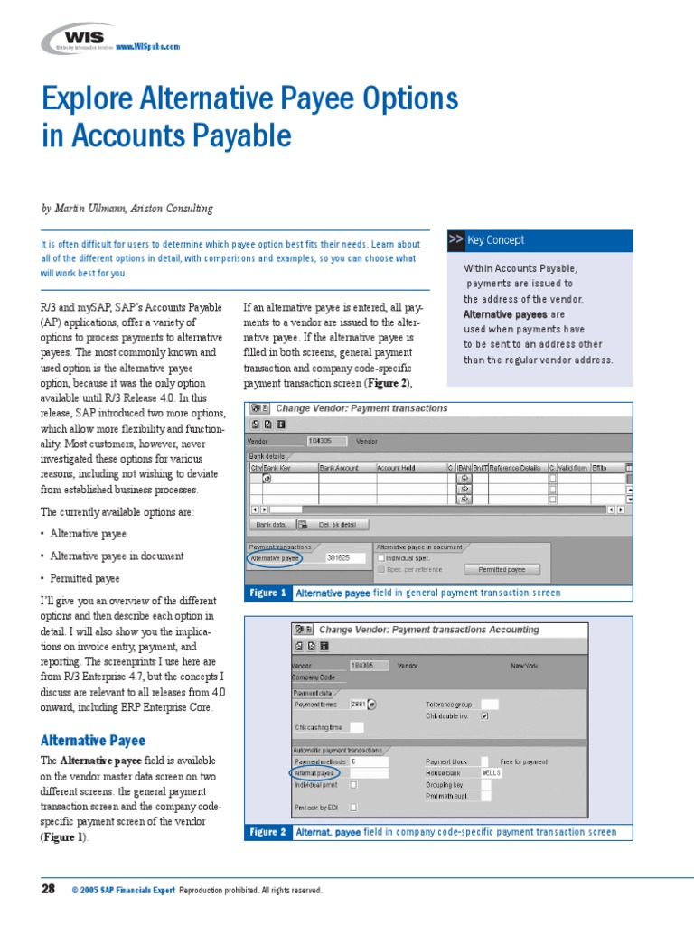 Alternative Payee. | Accounts Payable | Payments