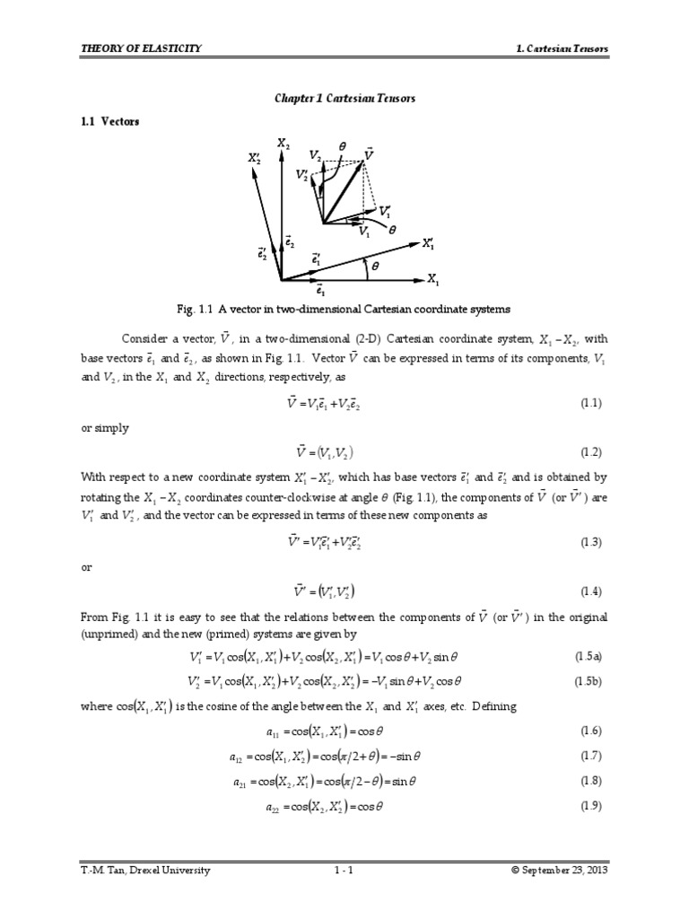 Theory of Elasticity Chapter 1 | PDF | Tensor | Euclidean Vector