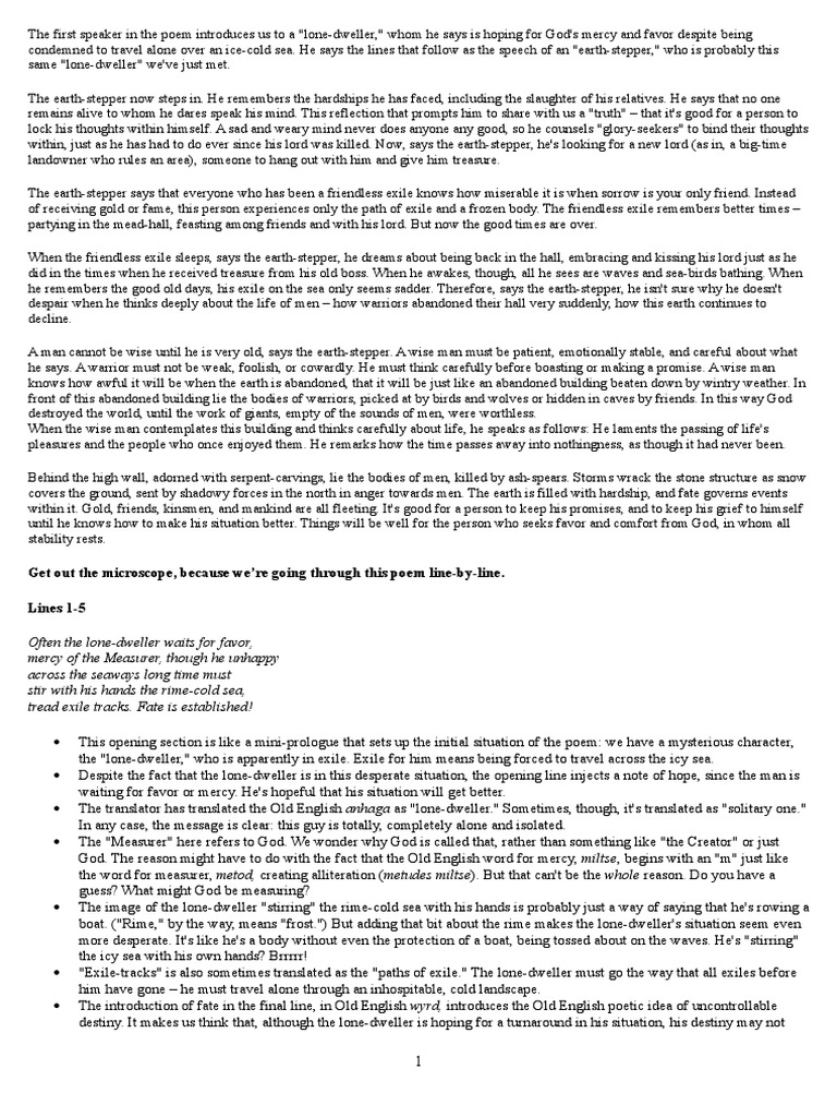 The Wanderer Explanations | PDF | Anglo Saxons | Dream