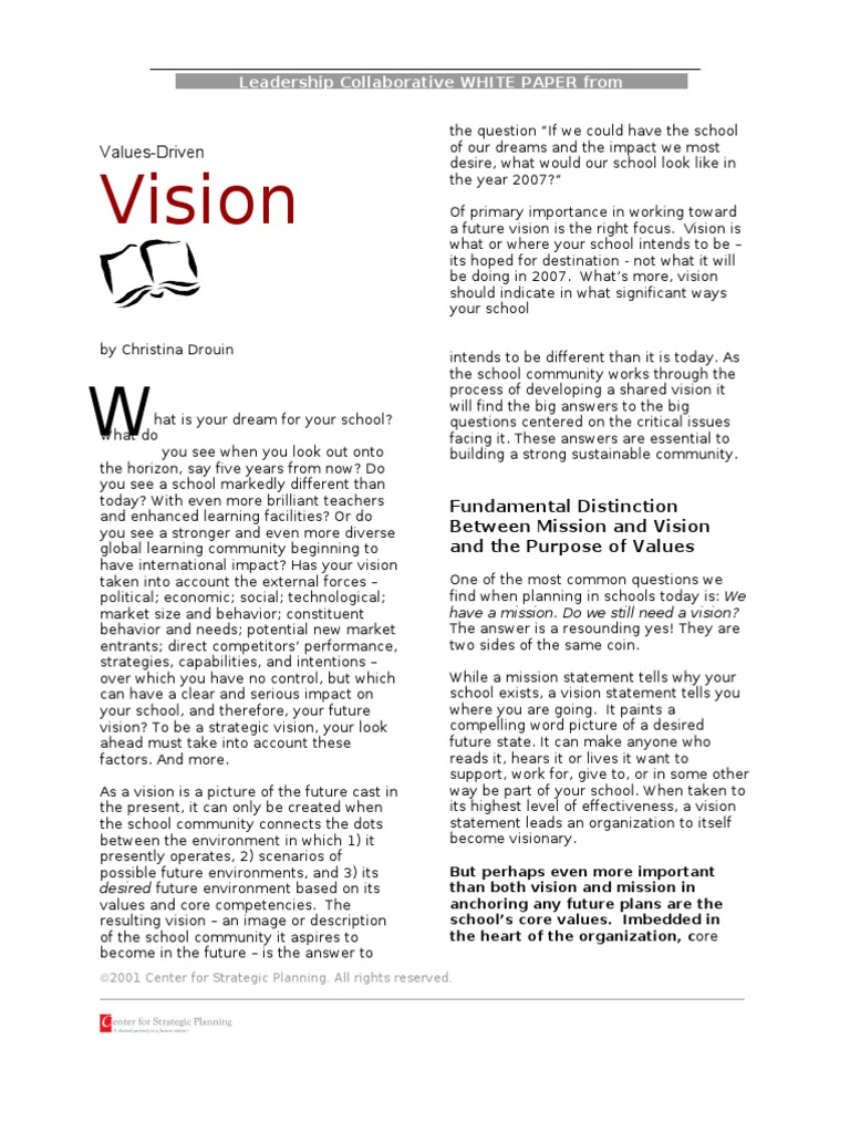 White Paper On Visioning | PDF | Strategic Planning | Value (Ethics)