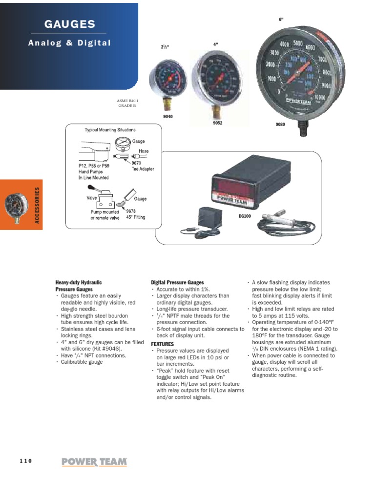 Power Team Gauges - Catalog | PDF | Pressure Measurement | Relay