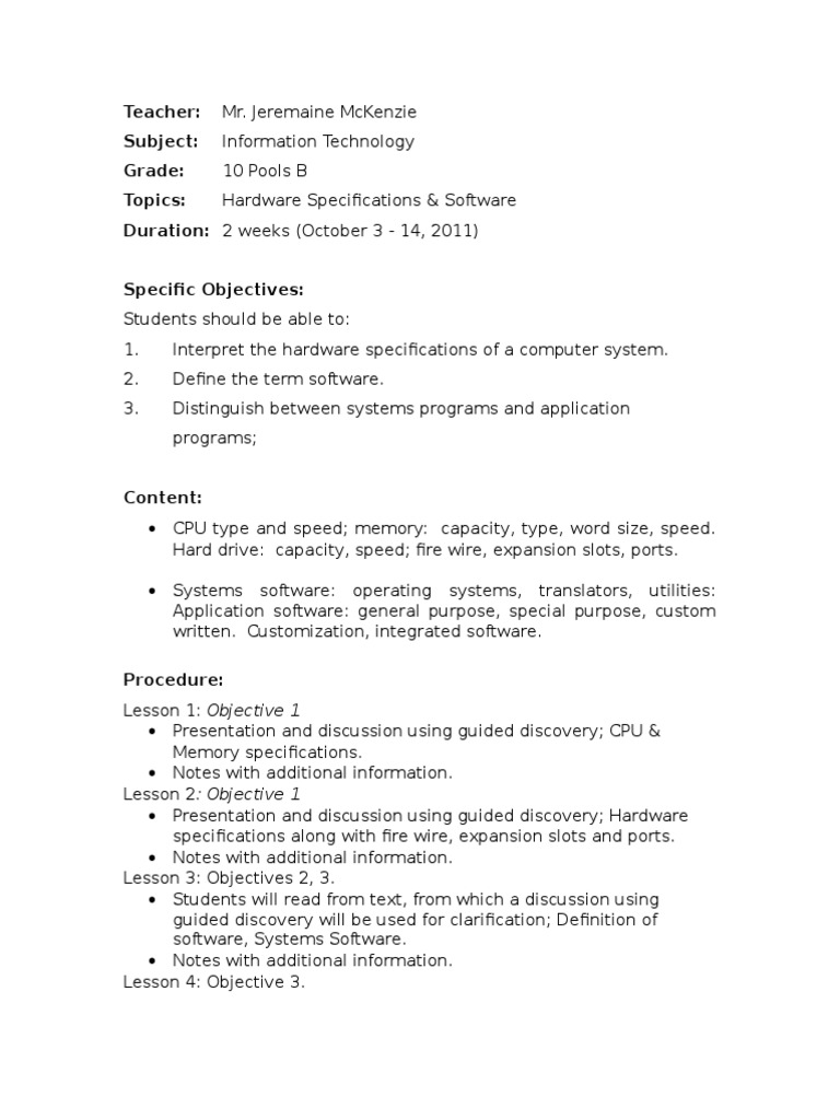 Hardware Specifications & Software | PDF | Career & Growth | Computers