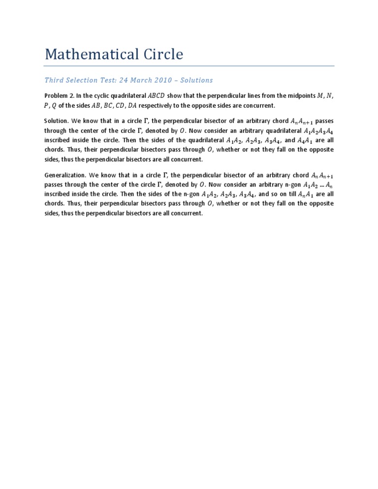 Mathematical Circle 4 | PDF